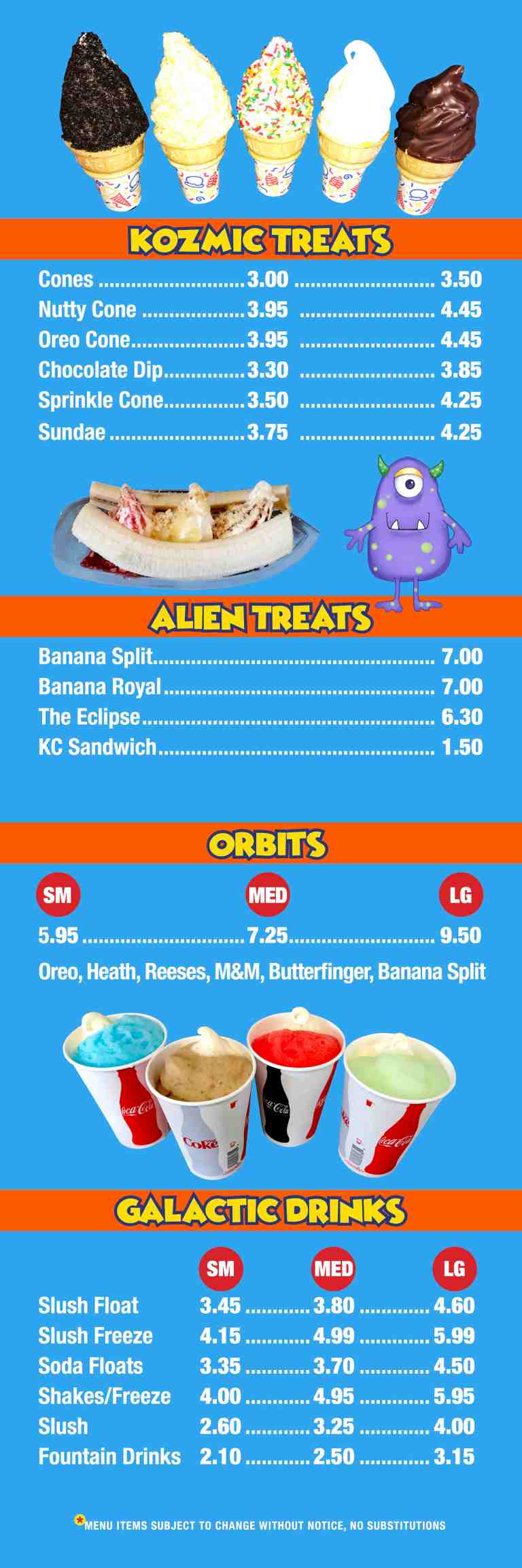 Ice Cream Menu – Kozmic Cones